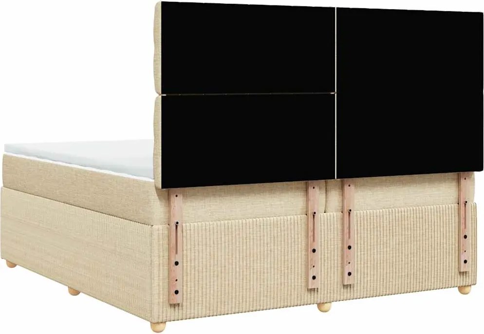 Box spring postel s matrací krémová 200x200 cm textil 3292175