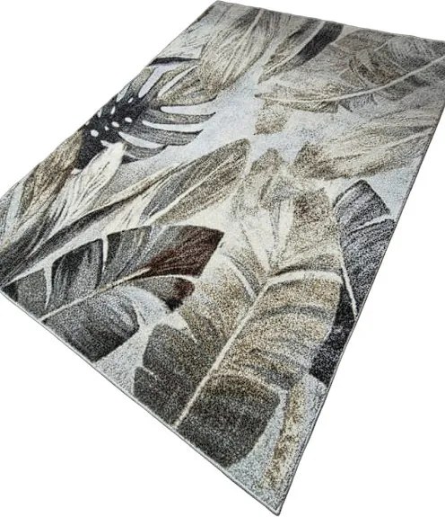 HU Béžovo-šedý koberec Villa 869 s listovým vzorem Rozměr: 60x100 cm