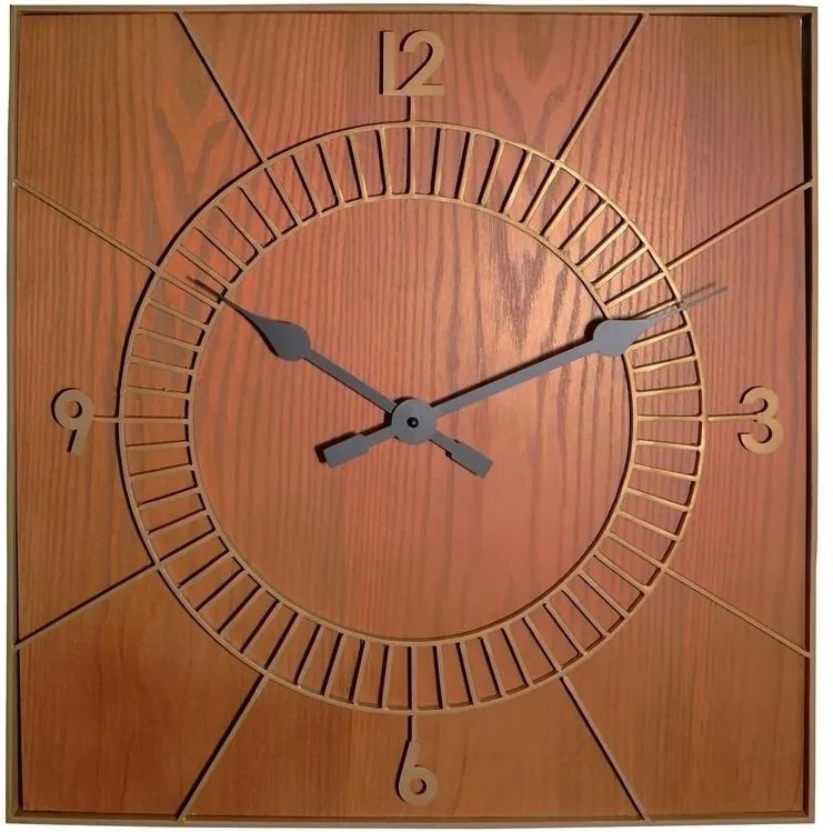 Designové nástěnné hodiny 3112br Nextime Wood Square 50cm