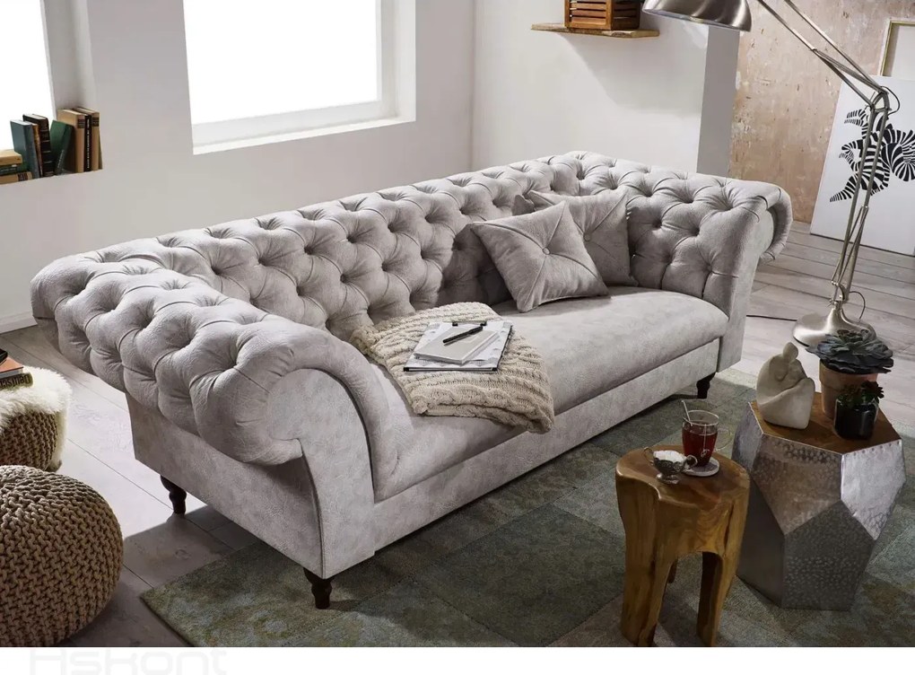 Askont Chesterfield Preston: Pohovka 3M Light Gray