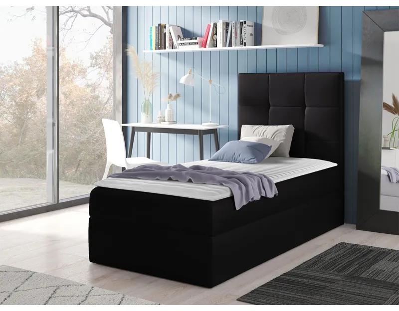 Kontinentální jednolůžková postel Kanvar 2, Strana: pravá, Rozměr postele: 100x200, Barva:: ekokůže Soft 011 (černá)