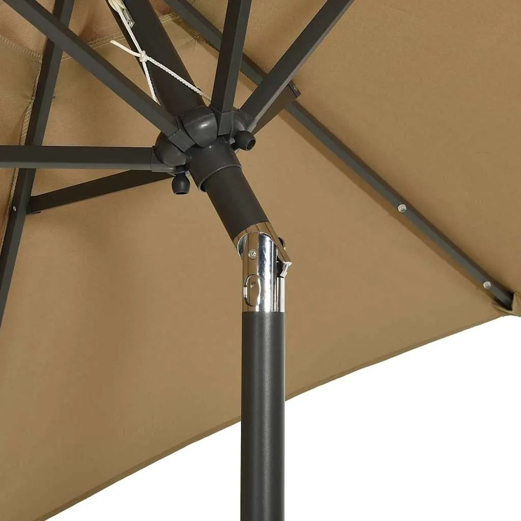 Zahradní slunečník s LED osvětlením taupe 200 x 211 cm hliník 313560