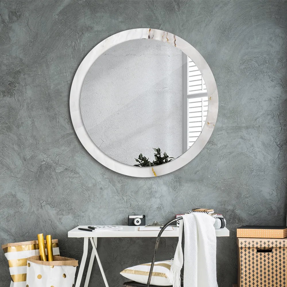 Kulaté dekorativní zrcadlo na zeď Lesklý mramor fi 90 cm