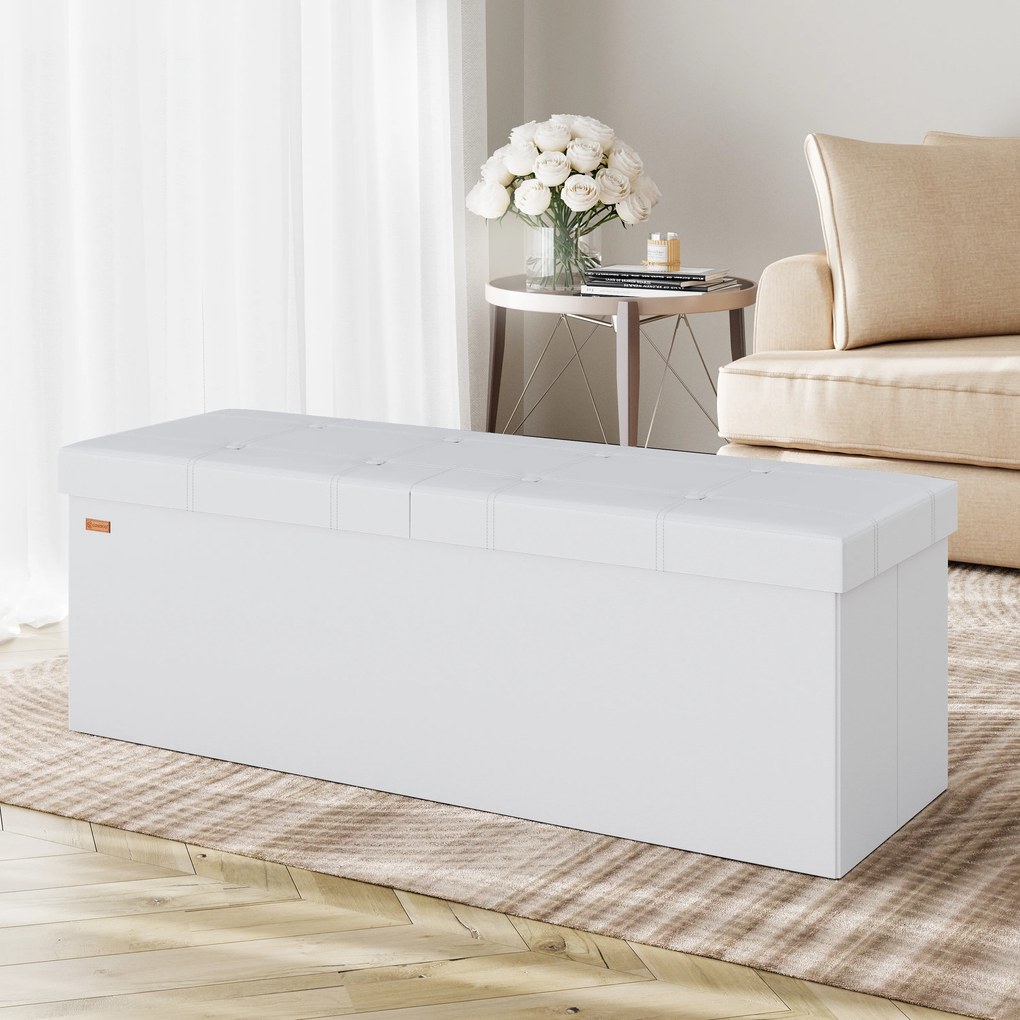 Lavice s úložným prostorem bílý 115x38x38cm s odklápěcí víko