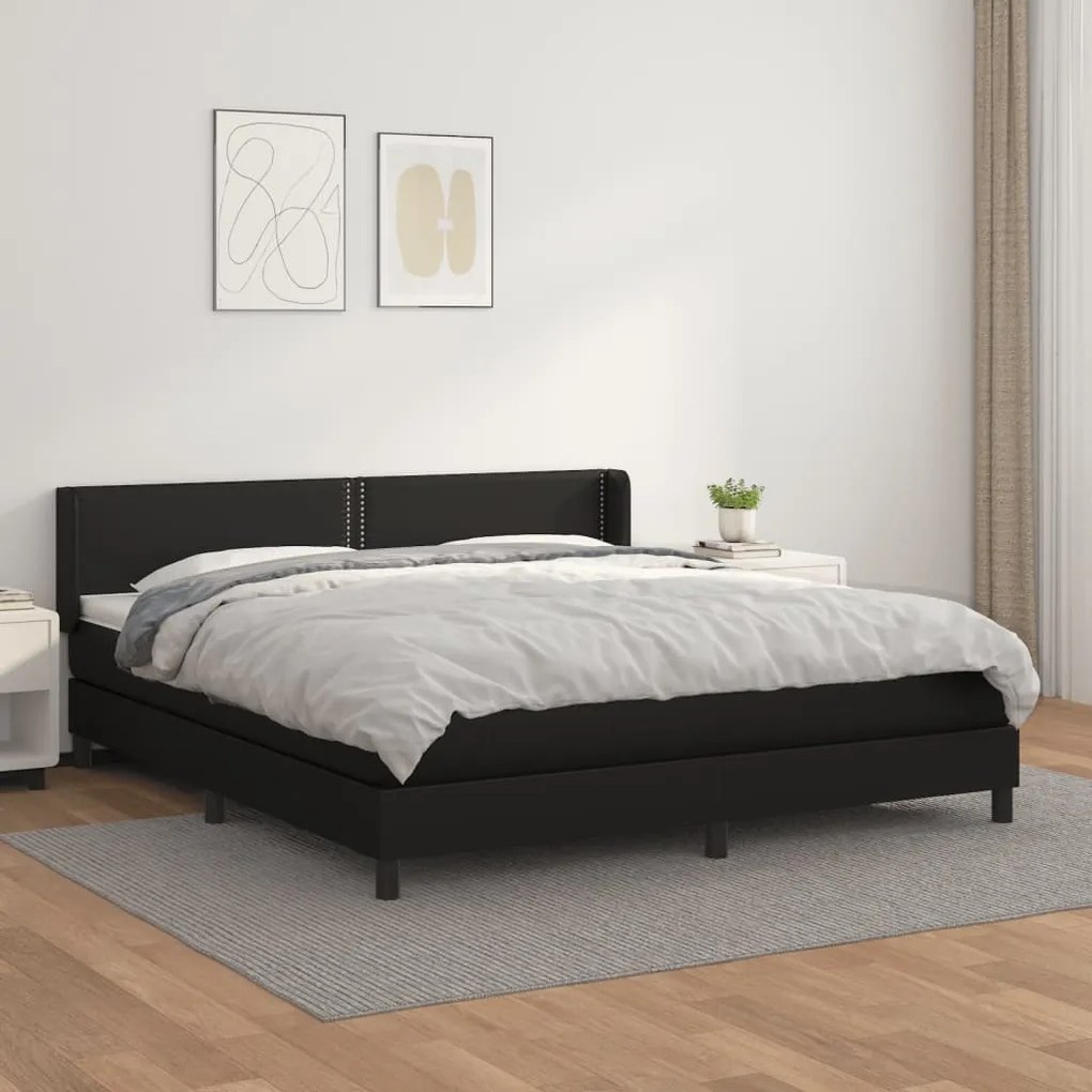Box spring postel s matrací černá 180x200 cm umělá kůže,  3130733