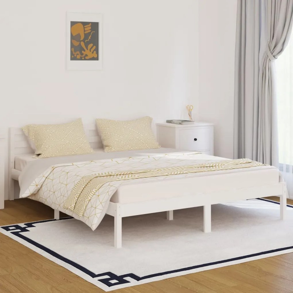 810441 vidaXL Rám postele masivní borové dřevo 160 x 200 cm bílý