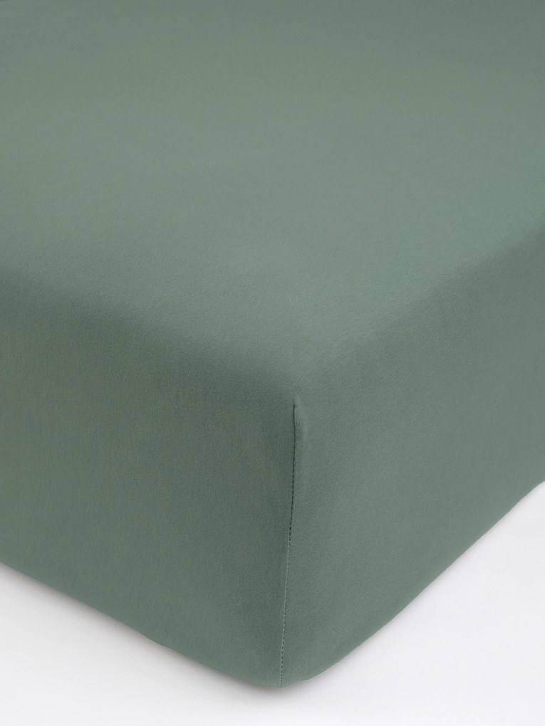 MK Lůžkoviny Jersey prostěradlo s elastanem Deluxe 90 × 200 cm – olivové