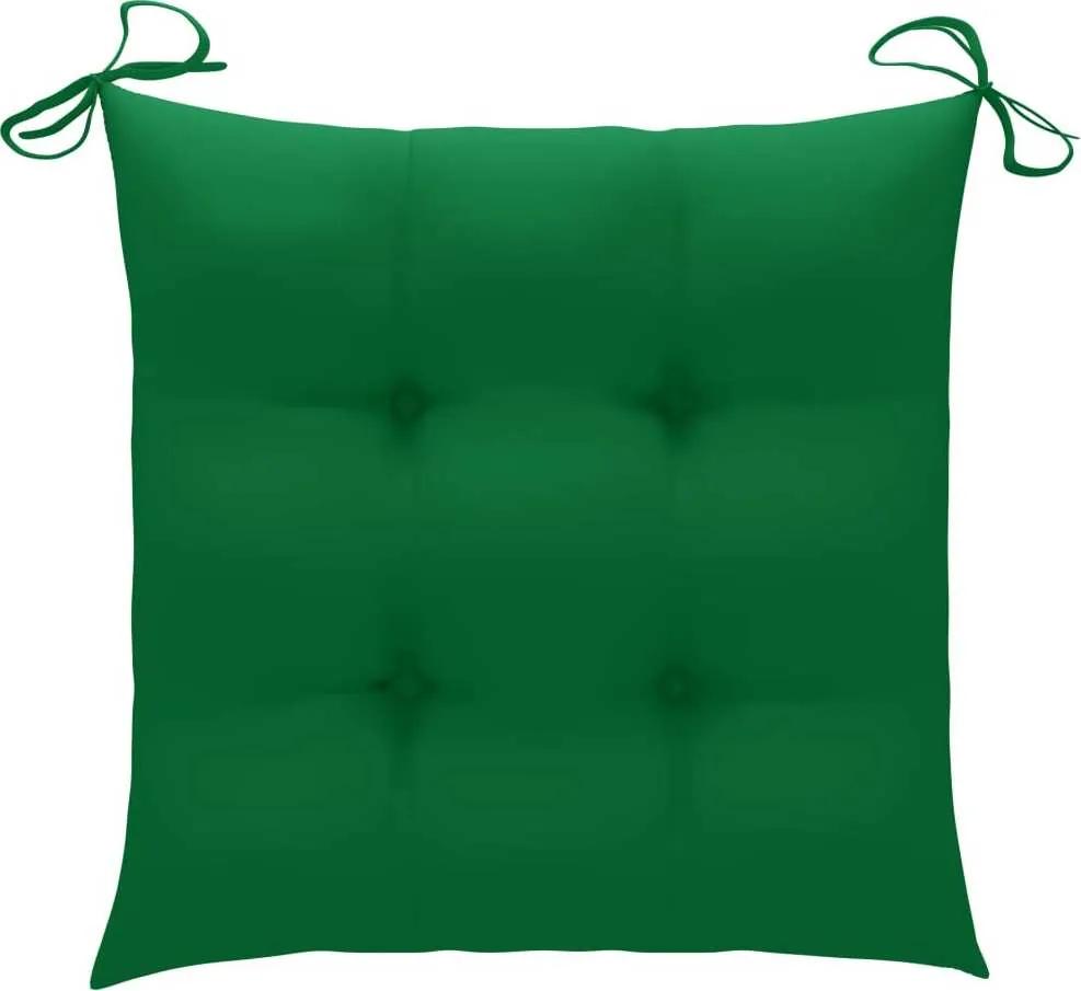 vidaXL Zahradní židle s mi poduškami 2 ks masivní teak [3062480] Barva: Jasně zelená