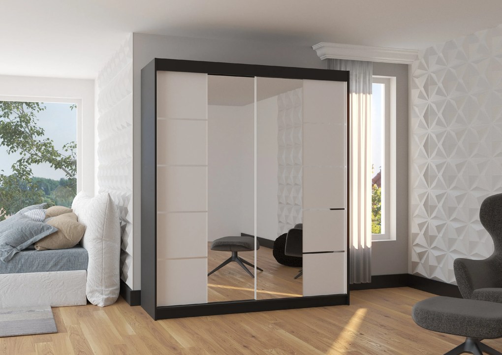 ADRK Furniture Posuvná skříň s zrcadlem TRAVES 180 ADRK-SW-TRA-BW-180