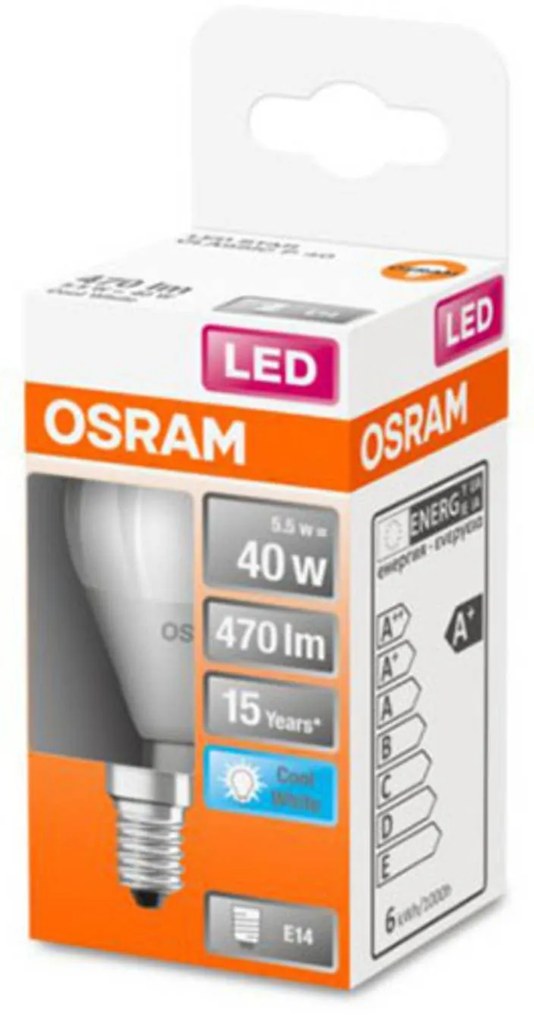 OSRAM LED žárovka-kapka E14 4,9W 840 Star, matná