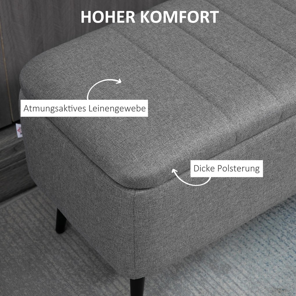 HOMCOM Úložná Lavice s Polstrovaným Sedadlem, Ottoman s Ocelovými Nohami, Úložný Truhlicový Stolek do Obývacího Pokoje, Ložnice nebo Chodby 102 x 40 …