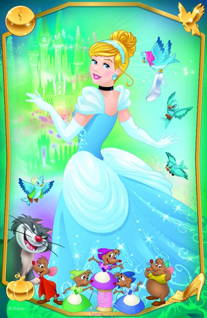 Trefl Minipuzzle Krásné princezny/Disney Princess 54dílků 4 druhy v krabičce 6x9x4cm 40ks v boxu