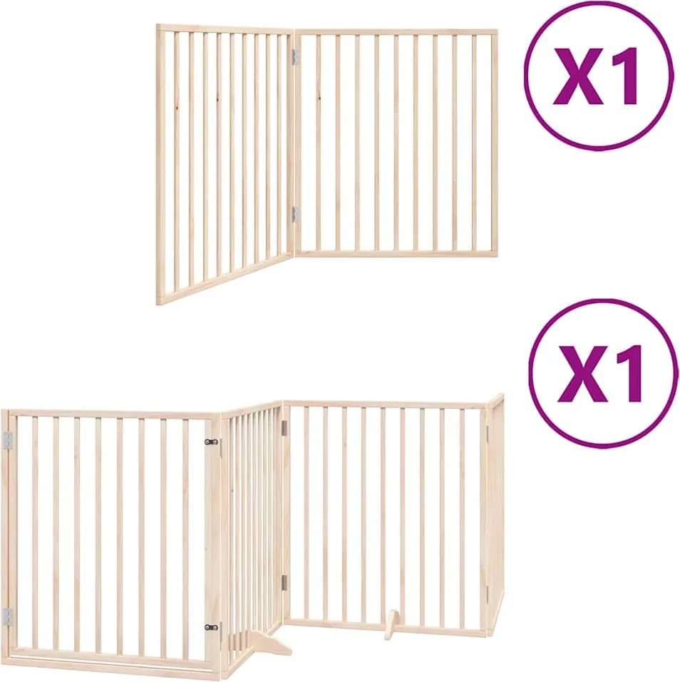 Zábrana pro psy s dvířky skládací 6 panelů 480 cm topol 3155557