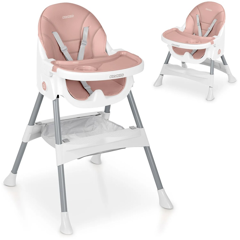Růžová rostoucí židle na krmení Ricokids Mani pro děti