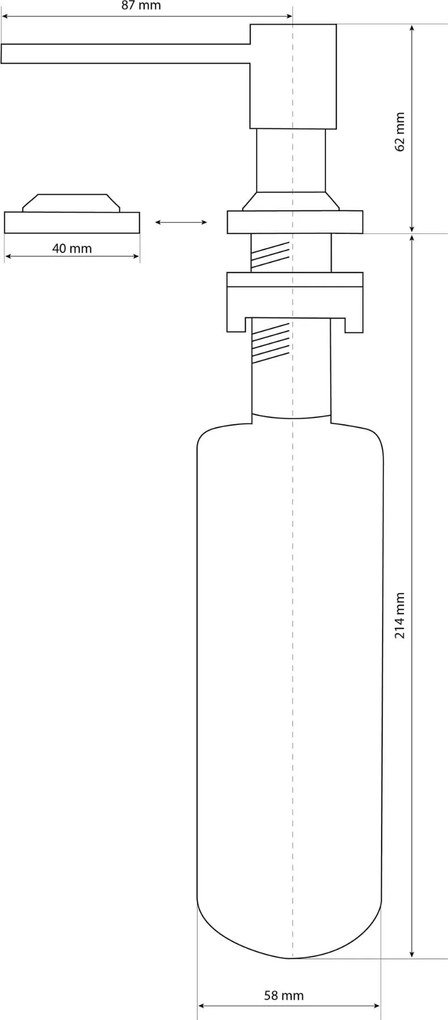 Sink Quality Quatro, dávkovač saponátu pro kuchyňský dřez 400ml, černá matná, SKQ-DOK-BK