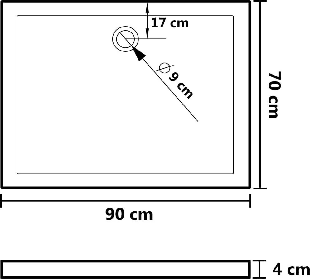 vidaXL Sprchová vanička ABS s puntíky bílá 90 x 70 x 4 cm [148896]