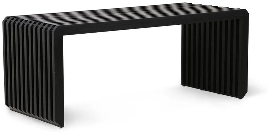 Černá dřevěná lamelová lavice Slatted M - 96*43*38 cm
