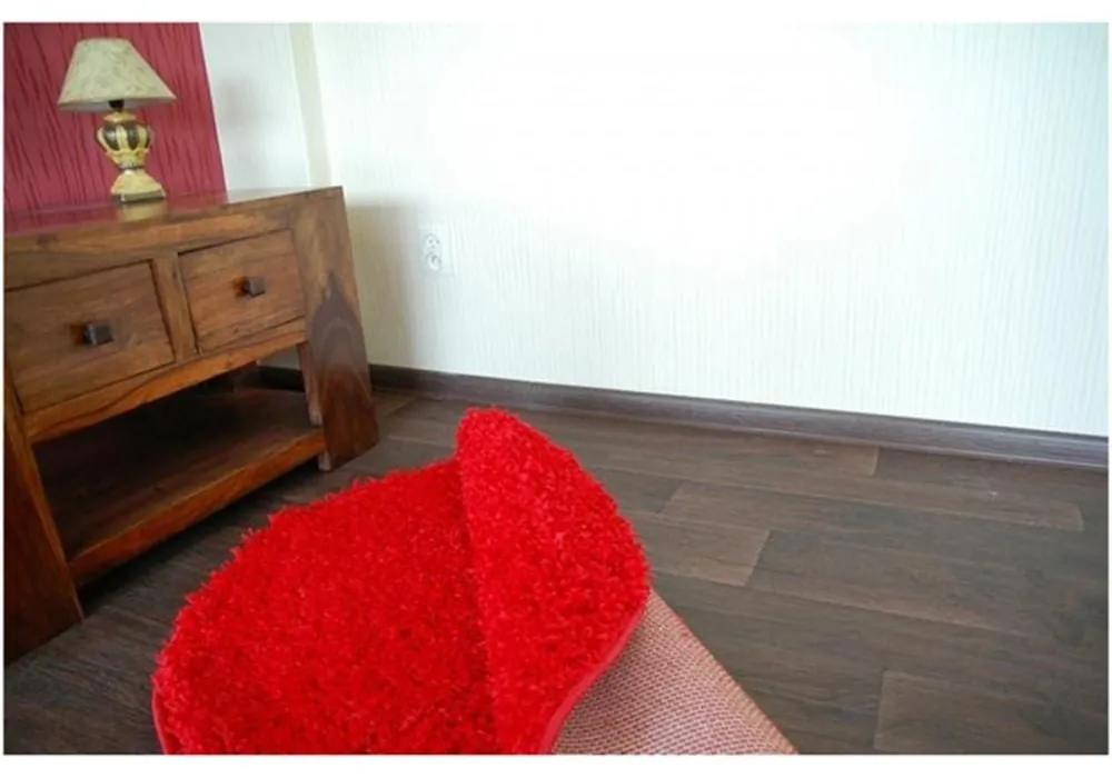 Kusový koberec Shaggy Roy červený kruh 120cm