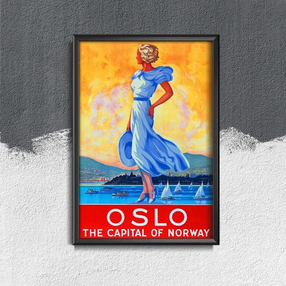 Retro plakát Oslo, norsko
