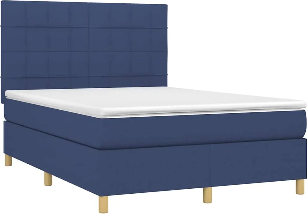 Box spring postel s matrací a LED modrá 140x200 cm textil 3135443
