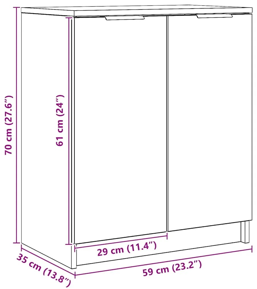 vidaXL Botník černý dub artisan 59 x 35 x 70 cm kompozitní dřevo