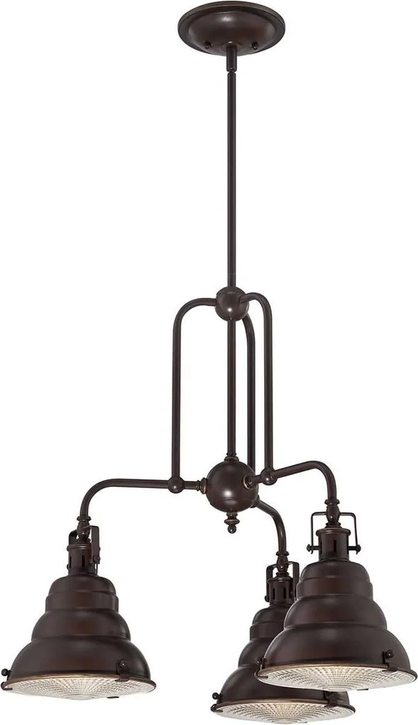 Elstead Industriální tříramenný lustr Quoizel Eastvale Palladianský bronz 3x E27