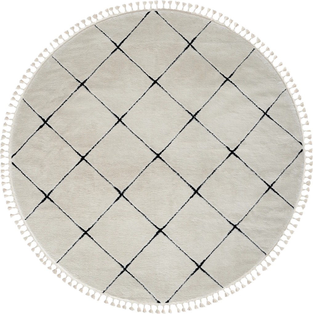 My Flair, Kusový koberec Moroccan Vision weiß kruh, 240x240 (průměr) kruh, černobílá, ložnice