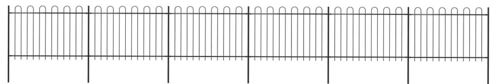 Zahradní plot s obloukem nahoře ocelový 1070 x 120 cm černý