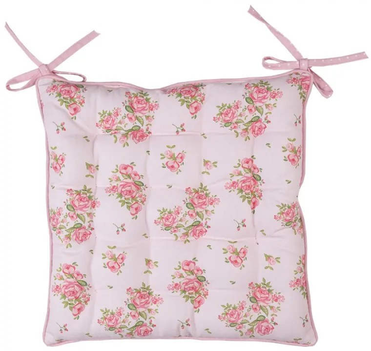 Podsedák s výplní s růžičkami Sweet Roses – 40x40x4 cm