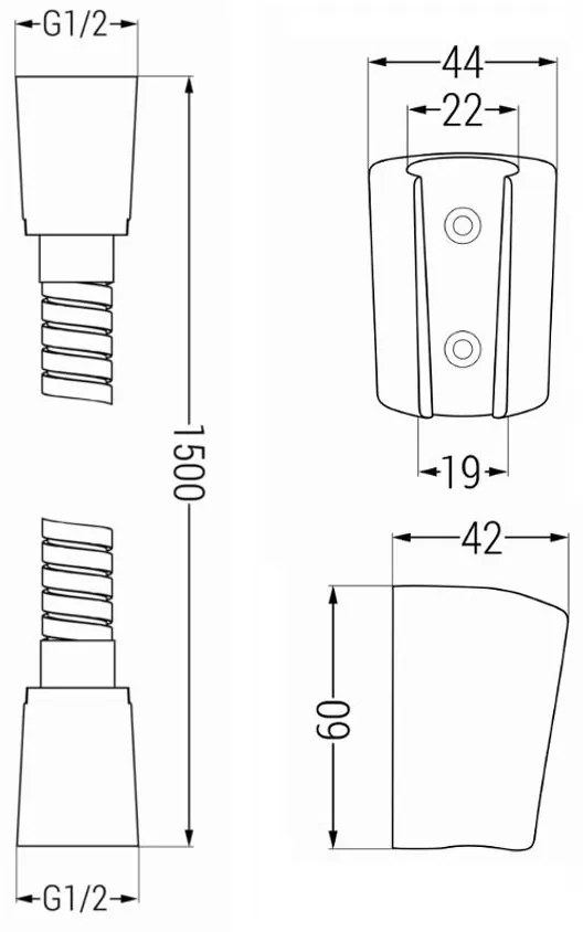 Mexen příslušenství - 1-bodový ruční sprchový set R-74, chrom, 785746052-00