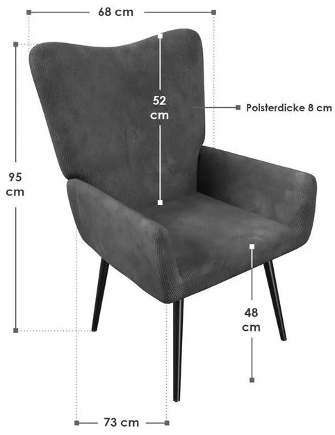 Křeslo ušák skandinávské, šedé