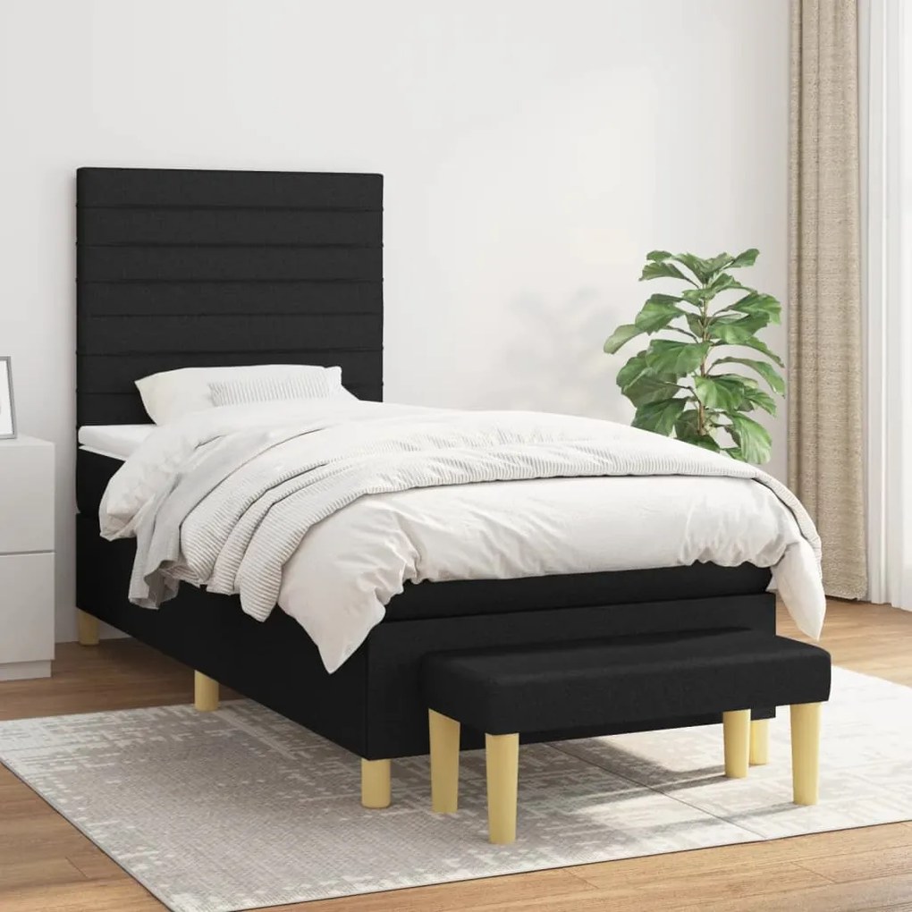 Box spring postel s matrací černá 100 x 200 cm textil 3137215