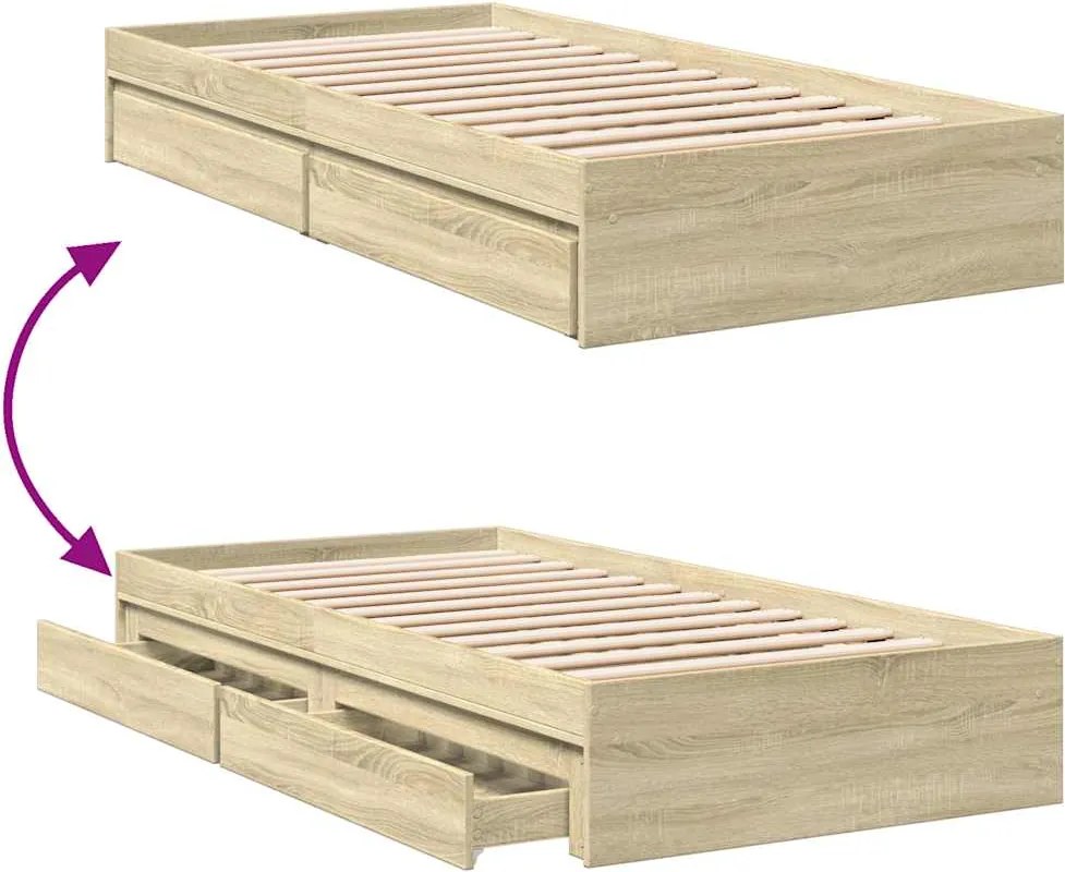 Rám postele se zásuvkami dub sonoma 100x200 cm kompozitní dřevo 3280673