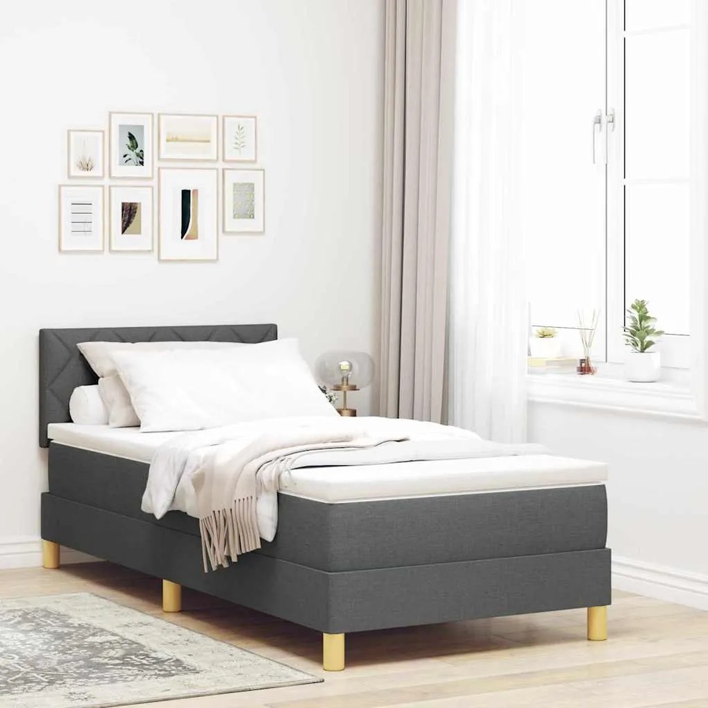 Postel s boxspringem s polštářem Tmavě šedá 90 x 200 cm textil 3338966