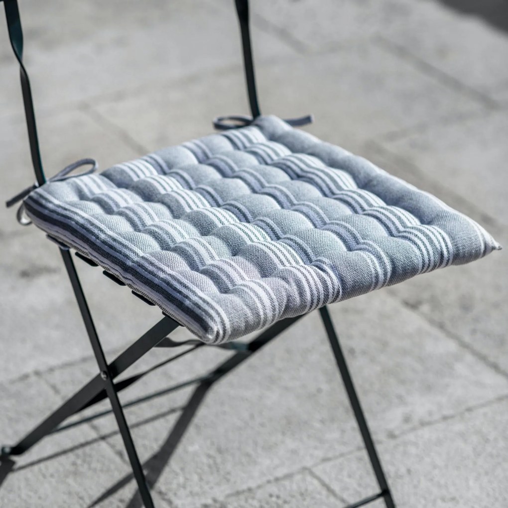 Garden Trading Sedák na židli Earl Grey Stripes, šedá barva, textil