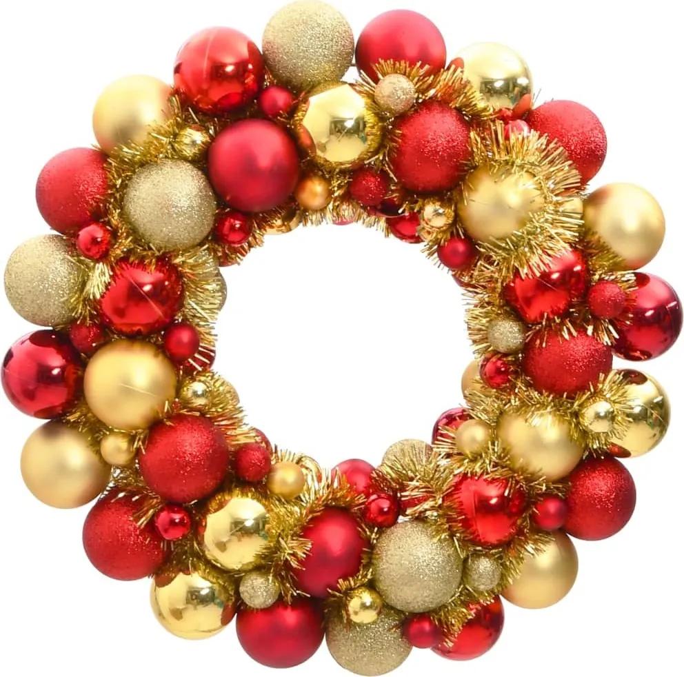 vidaXL Vánoční věnec 45 cm polystyren [356121] Barva: Červený a zlatý
