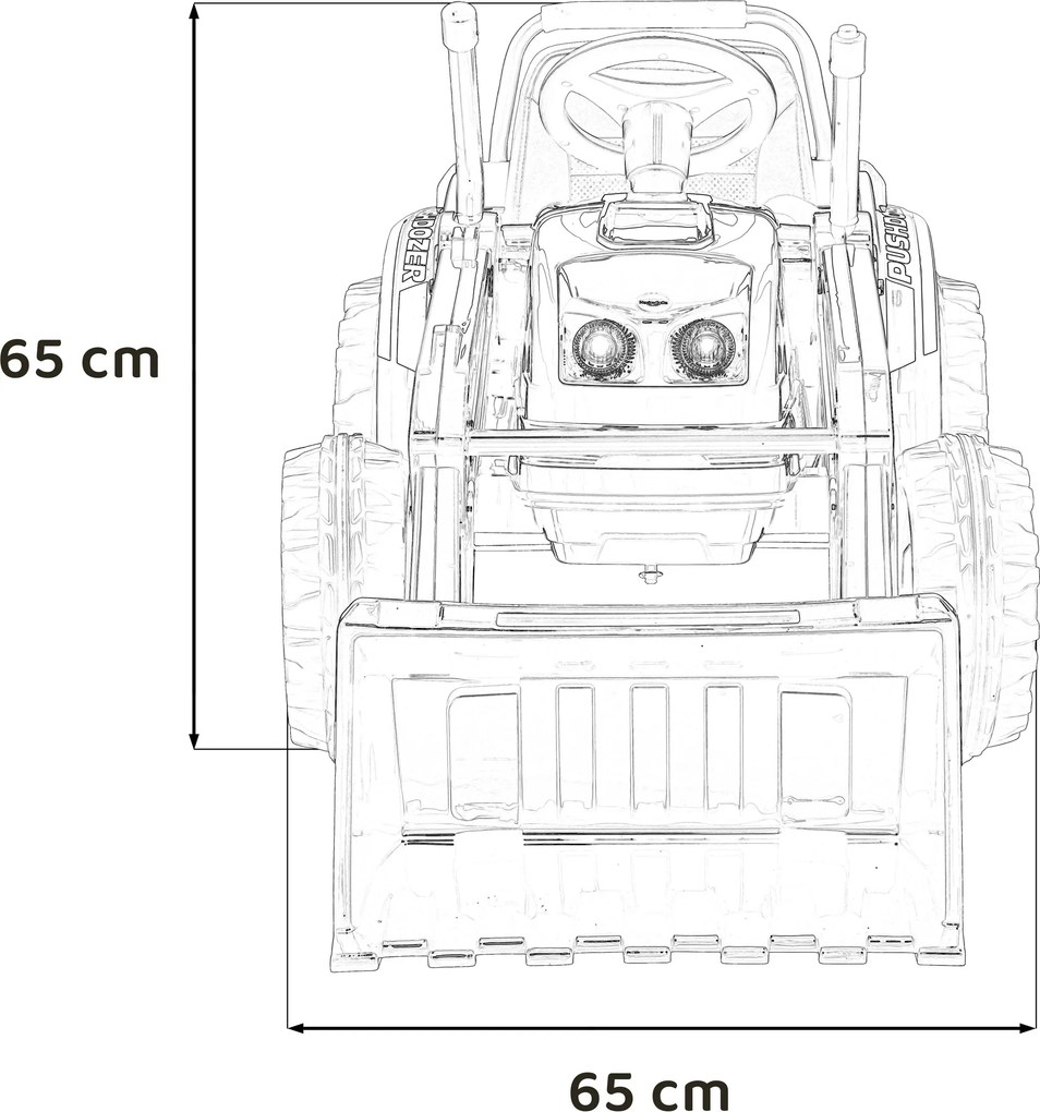 Ramiz Dětský bagr-traktor na baterie červený + pohyblivé rameno s lžící + dálkové ovládání + pomalý start + FM rádio + LED