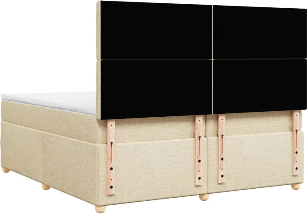 Box spring postel s matrací krémová 200x200 cm textil 3291406