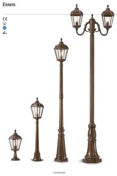 Redo 9662 - Venkovní lampa ESSEN 1xE27/70W/230V 221,5 cm IP44 hnědá/patina