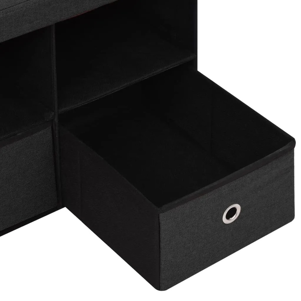 Skládací úložná lavice černá 76 x 38 x 38 cm umělý len - Default Title