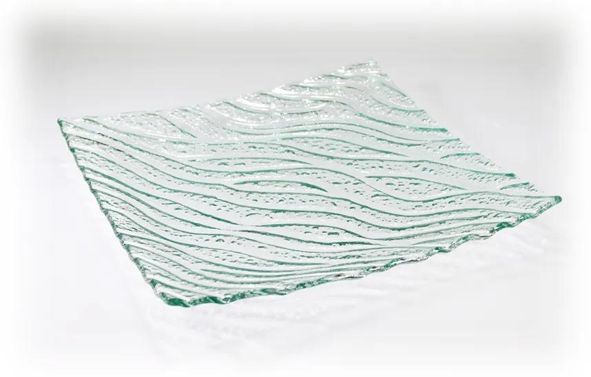 BDK-GLASS Čtvercové skleněné talíře NATURE SEA Rozměr: 20x20cm
