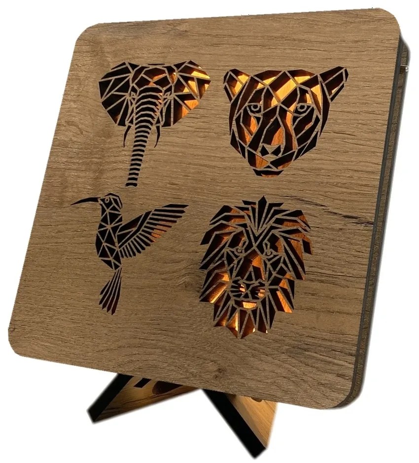 Li-Go "Hlavy zvířat" lampa 19x19cm provedení povrchu: jedle
