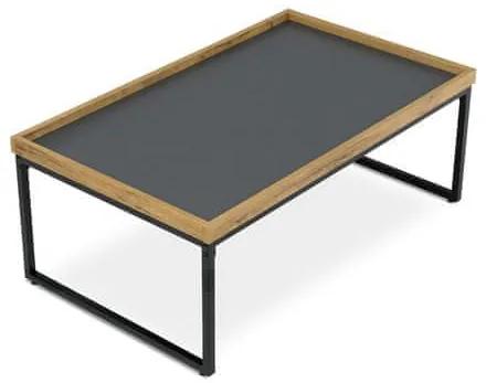 Autronic Konferenční stůl Stůl konferenční, MDF deska šedá s dekorativní hranou divoký dub, černý kov. (CT-611 OAK)