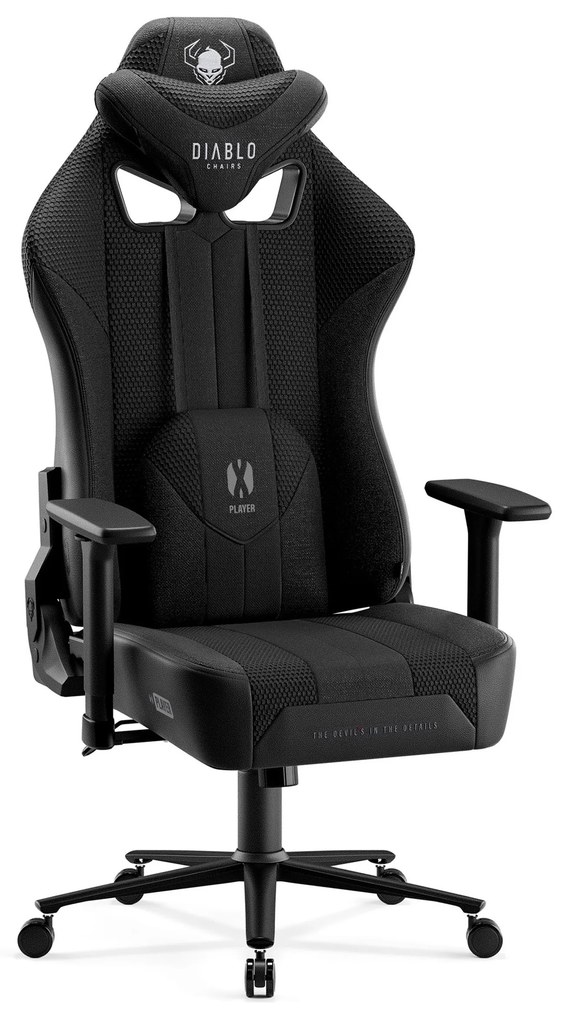 Látková herní židle King Size, černá: Diablo X-Player 2.0