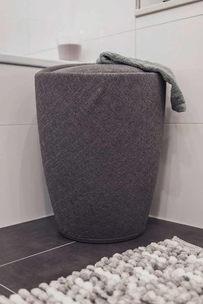 Taburet CANDY GREY - koš na prádlo, 2 v 1 , WENKO, šedý