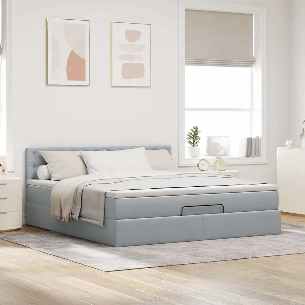 Osmanský postel s matrací světle šedá 160x200 cm textil 3312485