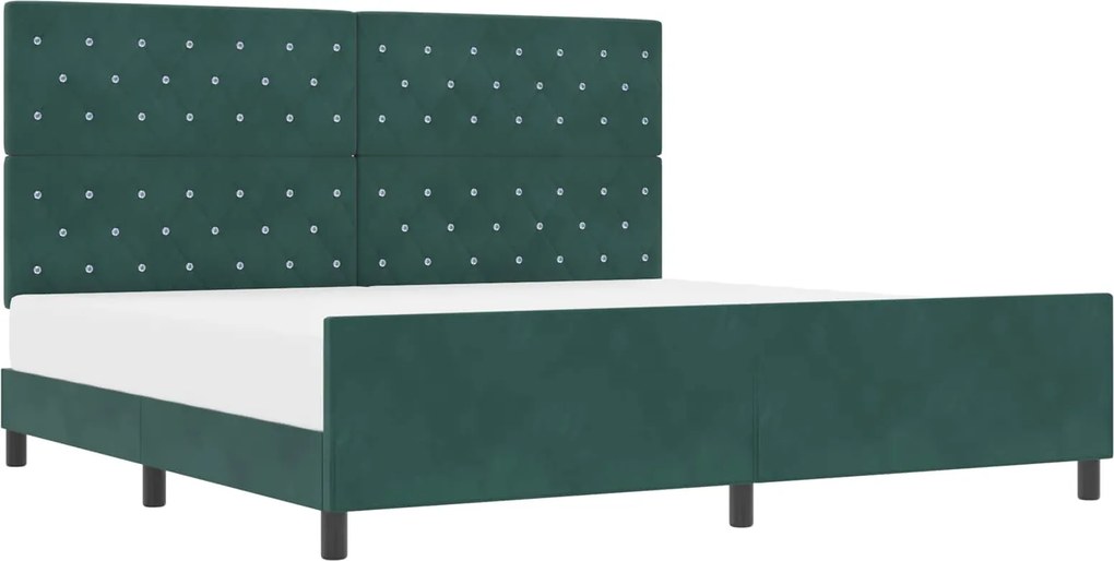 Postel s boxspringem s čelo Tmavě zelená 200 x 200 cm samet 3344900