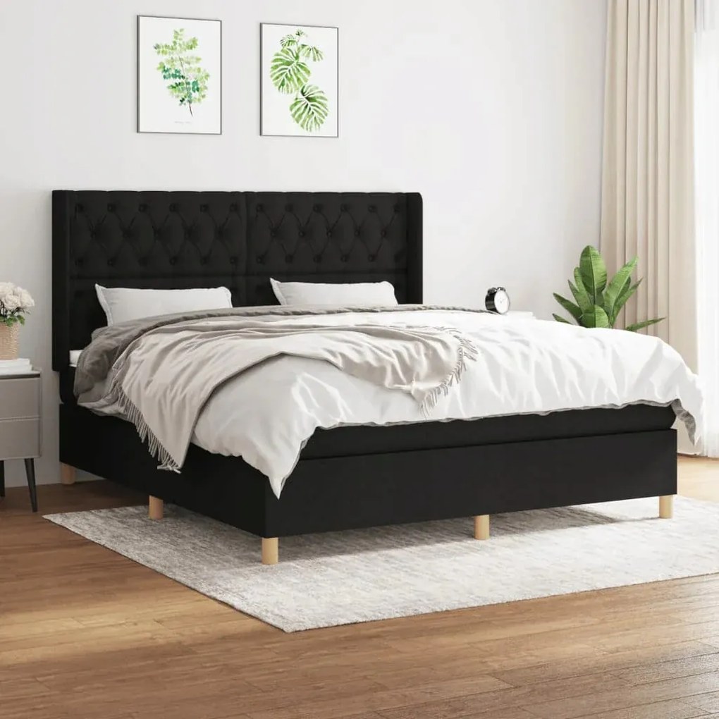 Box spring postel s matrací černá textil černá