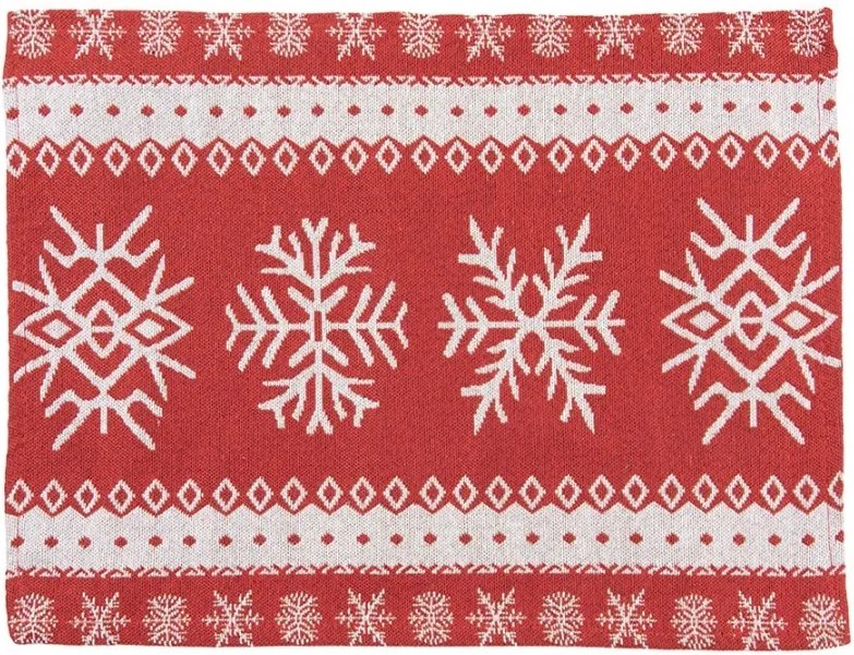 6ks červené látkové prostírání se sněhovými vločkami - 33*45 cm