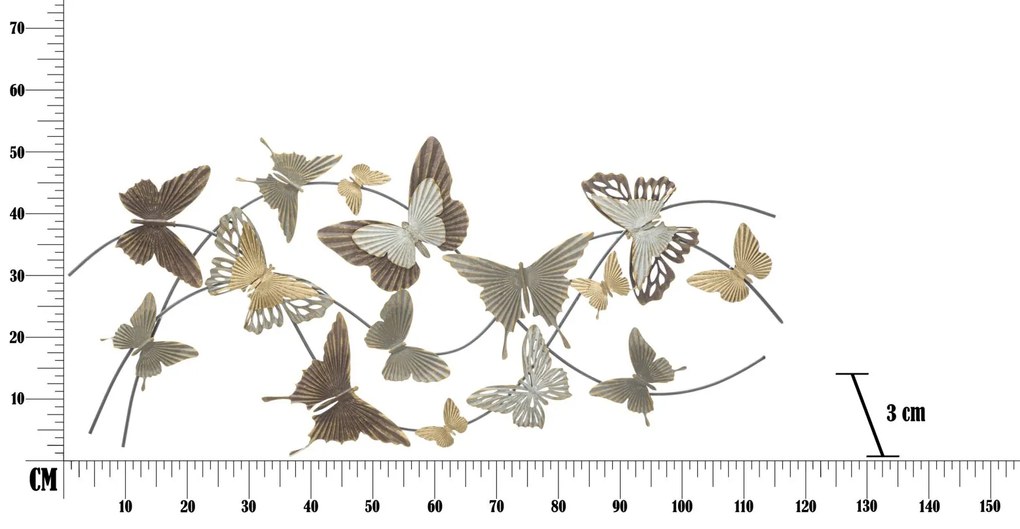 Nástěnná dekorace Mauro Ferretti Butterflies, 118x3x52 cm